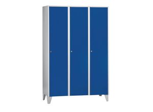 4250618208367 - Garderobenschrank mit Füßen HxBxT 1850 x 1200 x 500 mm 3 Abteile enzianblau
