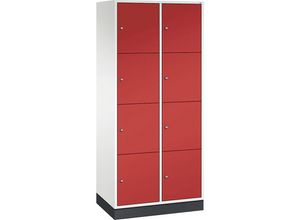 4062084633372 - 4er-Schließfachschrank Intro 2 Abteile reinweiß   feuerrot BxT 820 x 500 mm C+P