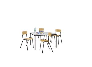 4061753277640 - eurokraft basic Mehrzweck-Sitzgruppe 1 Tisch 4 Stühle Tischplatte lichtgrau Gestell graubraun