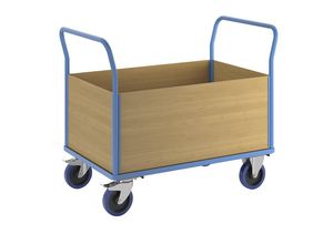 4054666023268 - eurokraft pro Plattformwagen mit Holzwänden Vollelastik-Rollen 4 hohe Wände Ladeflächen-LxB 1195 x 745 mm