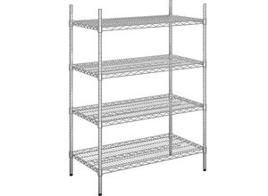 4260285071256 - Stahldraht-Gitterregal verchromt Fachlast 250 kg BxT 910 x 610 mm Grundregal Höhe 1370 mm 4 Fachböden kaiserkraft