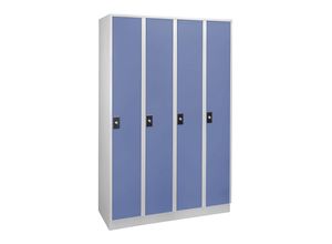 4250618248158 - Garderobenschrank 4 Abteile à 300 mm Breite lichtgrau   taubenblau