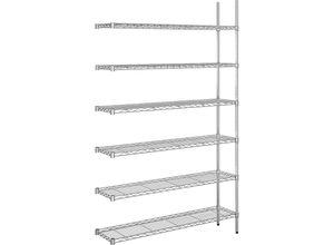 4061753091598 - Stahldraht-Gitterregal verchromt Fachlast 100 kg BxT 1220 x 360 mm Anbauregal Höhe 2180 mm 6 Fachböden kaiserkraft