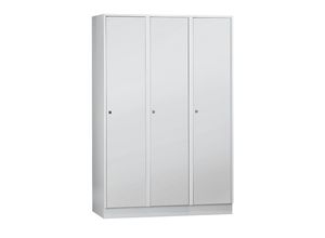 4250618210537 - Garderobenschrank mit Sockel HxBxT 1800 x 1200 x 500 mm 3 Abteile lichtgrau