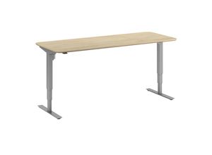 4061753261717 - Schreibtisch Atlanta Trend elektrisch höhenverstellbar gerade abgerundete Ecken BxT 2000 x 800 mm Eiche silber kaiserkraft