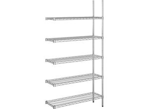 4061753091994 - Stahldraht-Gitterregal verchromt Fachlast 150 kg BxT 910 x 360 mm Anbauregal Höhe 1880 mm 5 Fachböden kaiserkraft