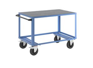 4054666009866 - eurokraft pro Montagewagen Tragfähigkeit 500 kg 1 Ladefläche aus Kunststoff Ladefläche 1250 x 800 mm Gestell lichtblau