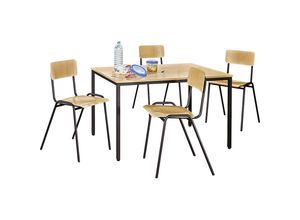 4061753275769 - eurokraft basic Mehrzweck-Sitzgruppe 1 Tisch 4 Stühle Tischplatte Buche-Dekor Gestell graubraun