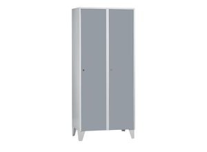 4250618250830 - Garderobenschrank mit Füßen HxBxT 1850 x 800 x 500 mm 2 Abteile silbergrau