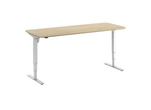 4061753261731 - Schreibtisch Atlanta Trend elektrisch höhenverstellbar gerade abgerundete Ecken BxT 2000 x 800 mm Eiche weiß kaiserkraft