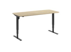4061753261601 - Schreibtisch Atlanta Trend elektrisch höhenverstellbar gerade abgerundete Ecken BxT 1800 x 800 mm Eiche schwarz kaiserkraft