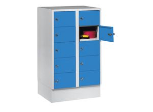 4250618204178 - Schließfachschrank Stahlbl Türanschl rechts Zylinderschloss 10 Fächer B 600 x H 965 mm lgrau RAL 7035 lblau R 5012