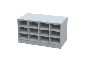 4021177238016 - Sitover-Garderobenbank doppelseitig melaminbeschichtet 2 x 12 Fächer Länge 1090 mm grau kaiserkraft