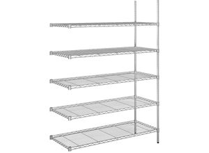 4061753091659 - Stahldraht-Gitterregal verchromt Fachlast 100 kg BxT 1220 x 610 mm Anbauregal Höhe 1880 mm 5 Fachböden kaiserkraft