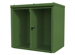 4052462059108 - eurokraft pro Gasflaschencontainer mit Trennwand feuerbeständig für 45 Flaschen mit Ø 230 mm grün