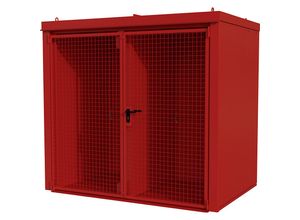 4052462059085 - eurokraft pro Gasflaschencontainer mit Trennwand feuerbeständig für 45 Flaschen mit Ø 230 mm rot