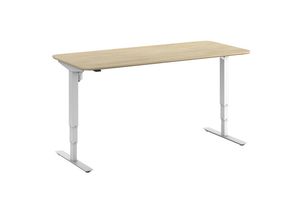 4061753261618 - Schreibtisch Atlanta Trend elektrisch höhenverstellbar gerade abgerundete Ecken BxT 1800 x 800 mm Eiche weiß kaiserkraft