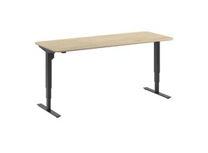4061753261724 - Schreibtisch Atlanta Trend elektrisch höhenverstellbar gerade abgerundete Ecken BxT 2000 x 800 mm Eiche schwarz kaiserkraft