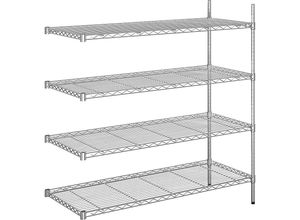 4061753091949 - Stahldraht-Gitterregal verchromt Fachlast 100 kg BxT 1220 x 610 mm Anbauregal Höhe 1370 mm 4 Fachböden kaiserkraft