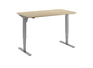 4061753261359 - Schreibtisch Atlanta Trend elektrisch höhenverstellbar gerade abgerundete Ecken BxT 1400 x 800 mm Eiche silber kaiserkraft