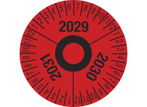4061466114256 - Prüfplakette Mehrjahreszahlen rot Folie Ø 40 mm VE 10 Stk 2029 - 2031 kaiserkraft
