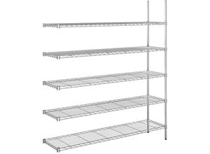 4061753091734 - Stahldraht-Gitterregal verchromt Fachlast 100 kg BxT 1520 x 460 mm Anbauregal Höhe 1880 mm 5 Fachböden kaiserkraft