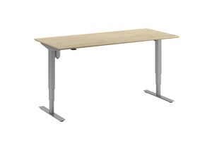 4061753261656 - Schreibtisch Atlanta Trend elektrisch höhenverstellbar gerade BxT 1800 x 800 mm Eiche silber kaiserkraft