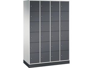 4055404443720 - INTRO Stahl-Schließfachschrank Fachhöhe 285 mm BxT 1220 x 500 mm 24 Fächer Korpus lichtgrau Türen schwarzgrau