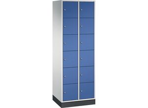 4025314727074 - INTRO Stahl-Schließfachschrank Fachhöhe 285 mm BxT 620 x 500 mm 12 Fächer Korpus lichtgrau Türen enzianblau