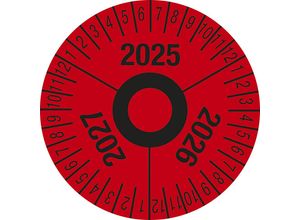 4061466089035 - Prüfplakette Mehrjahreszahlen rot Folie Ø 40 mm VE 10 Stk 2025 - 2027 kaiserkraft