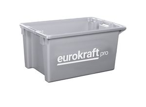 4053133005035 - eurokraft pro Drehstapelbehälter aus lebensmittelechtem Polypropylen Volumen 70 Liter VE 2 Stk Wände und Boden geschlossen grau