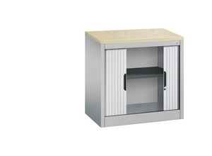 4064615946340 - Rollladenschrank mit Horizontal-Jalousie HxBxT 720 x 800 x 420 mm 1 Fachboden 15 Ordnerhöhen weißaluminium C+P