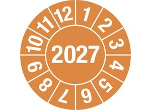 4061466113129 - Prüfplakette Jahreszahl 4-stellig Dokumentenfolie Ø 30 mm VE 10 Stk 2027 orange kaiserkraft