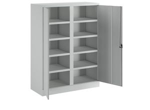 4055479003379 - Schwerlastschrank extrabreit Höhe x Breite x Tiefe 1950 x 1470 x 630 mm 8 Fachböden 1 Mitteltrennwand grau Pavoy