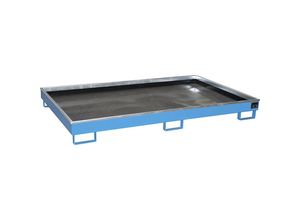 4061753234438 - eurokraft pro Regal-Bodenwanne mit PE-Einsatz 240 l Auffangvolumen LxBxH 2165 x 1315 x 230 mm blau ab 3 Stk