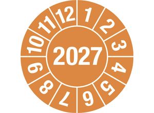 4061466113358 - Prüfplakette Jahreszahl 4-stellig Dokumentenfolie Ø 15 mm 2027 orange kaiserkraft