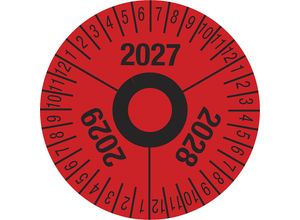 4061466114232 - Prüfplakette Mehrjahreszahlen rot Folie Ø 40 mm VE 10 Stk 2027 - 2029 kaiserkraft