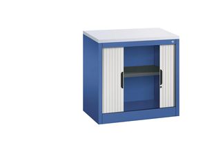 4064615946357 - Rollladenschrank mit Horizontal-Jalousie HxBxT 720 x 800 x 420 mm 1 Fachboden 15 Ordnerhöhen enzianblau   lichtgrau C+P