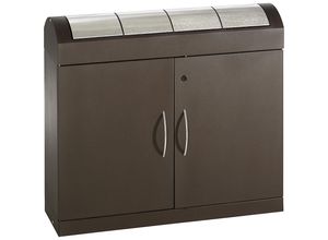 4031068122799 - Abfalltrennung Stylisch hochwertiger 4-fach-Sammler 4x45 Liter Farbe mokka Edelstahl-Struktur-Pendelklappen - Stumpf