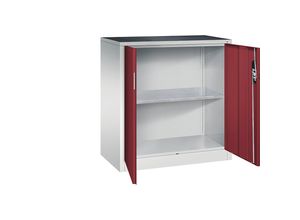 4062084810476 - Werkstatt-Beistellschrank mit Flügeltüren Breite x Tiefe 930 x 500 mm lichtgrau   rubinrot C+P