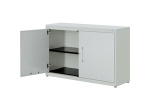 4250633328743 - mauser Flügeltürenschrank HxB 830 x 1200 mm Kunststoffplatte 1 Fachboden lichtgrau   lichtgrau   lichtgrau