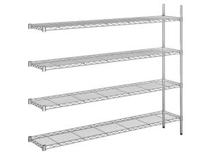4061753091956 - Stahldraht-Gitterregal verchromt Fachlast 100 kg BxT 1520 x 360 mm Anbauregal Höhe 1370 mm 4 Fachböden kaiserkraft