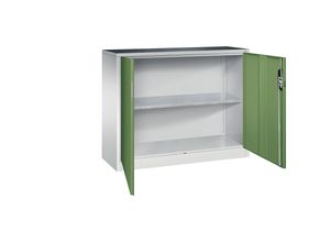 4064615139780 - Werkstatt-Beistellschrank mit Flügeltüren Breite x Tiefe 1200 x 400 mm lichtgrau   resedagrün C+P