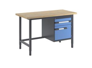 4061753032003 - eurokraft pro Höhenverstellbare Werkbank Gestellbauweise 1 Schublade 1 Flügeltür Breite 1250 mm anthrazit   blau
