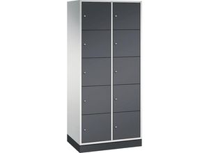 4061261151111 - INTRO Stahl-Schließfachschrank Fachhöhe 345 mm BxT 820 x 500 mm 10 Fächer Korpus lichtgrau Türen schwarzgrau