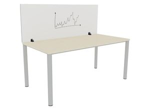 8712752109864 - Schreibtisch Trennwand magnet Whiteboard & Akustik-Pinboard Emaille & Filz B 1600 x H 580 mm für Einzelschreibtische
