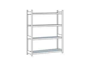 4004514215048 - SCHULTE Weitspannregal mit Stahlboden Höhe 2500 mm Spannweite 2000 mm Grundregal Tiefe 600 mm