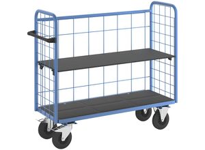 4054666026863 - eurokraft pro Etagenwagen mit Gitterwänden 3-seitig Länge 1380 mm inkl 1 Etagenboden