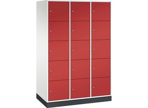 4062084633990 - 5er-Schließfachschrank Intro 3 Abteile reinweiß   feuerrot BxT 1220 x 600 mm C+P