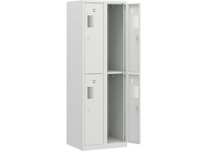 4061753003645 - eurokraft basic Garderobenschrank halbhohe Fächer halbhohe Fächer B 600 mm 4 Fächer lichtgrau